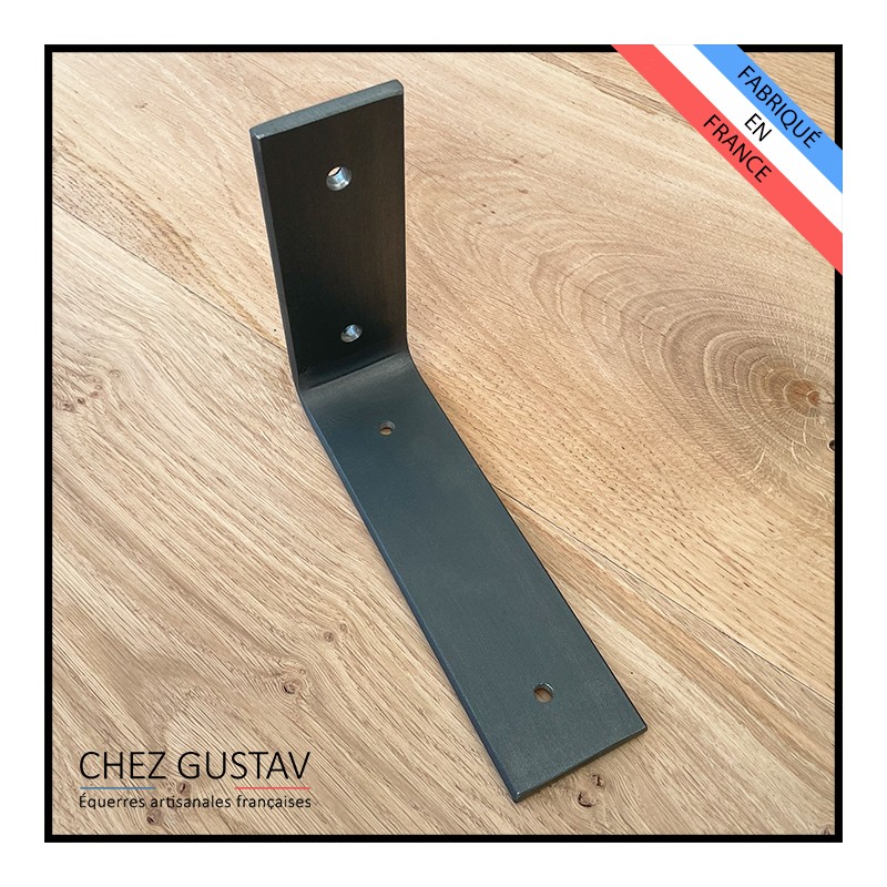 Équerre en métal noir pour étagère en bois de 17,5 à 23 cm.